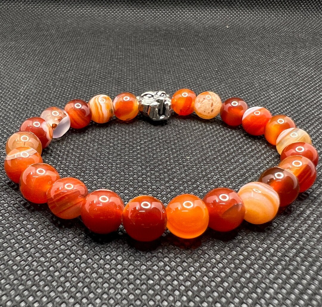 AAA Grade Red Fire Agate Bracelet: 8mm Healing Gemstone Beads - Etsy