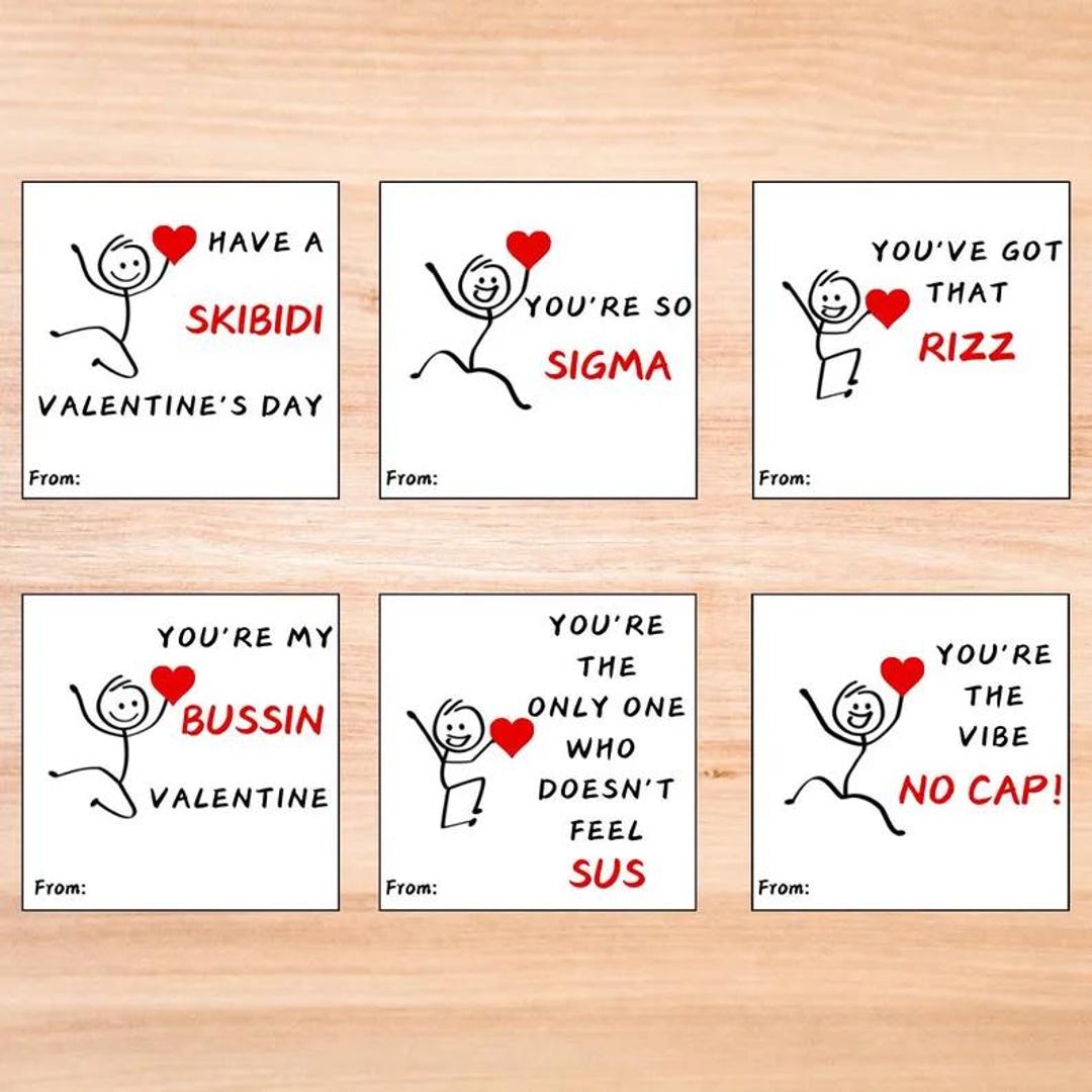 Slang Kids Valentine's Day Cards, Funny Printable Classroom Valentine ...