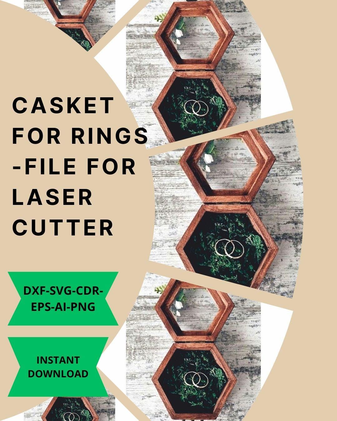 Casket for Rings Laser Cut File DXF SVG AI Jewelry Box Template - Etsy