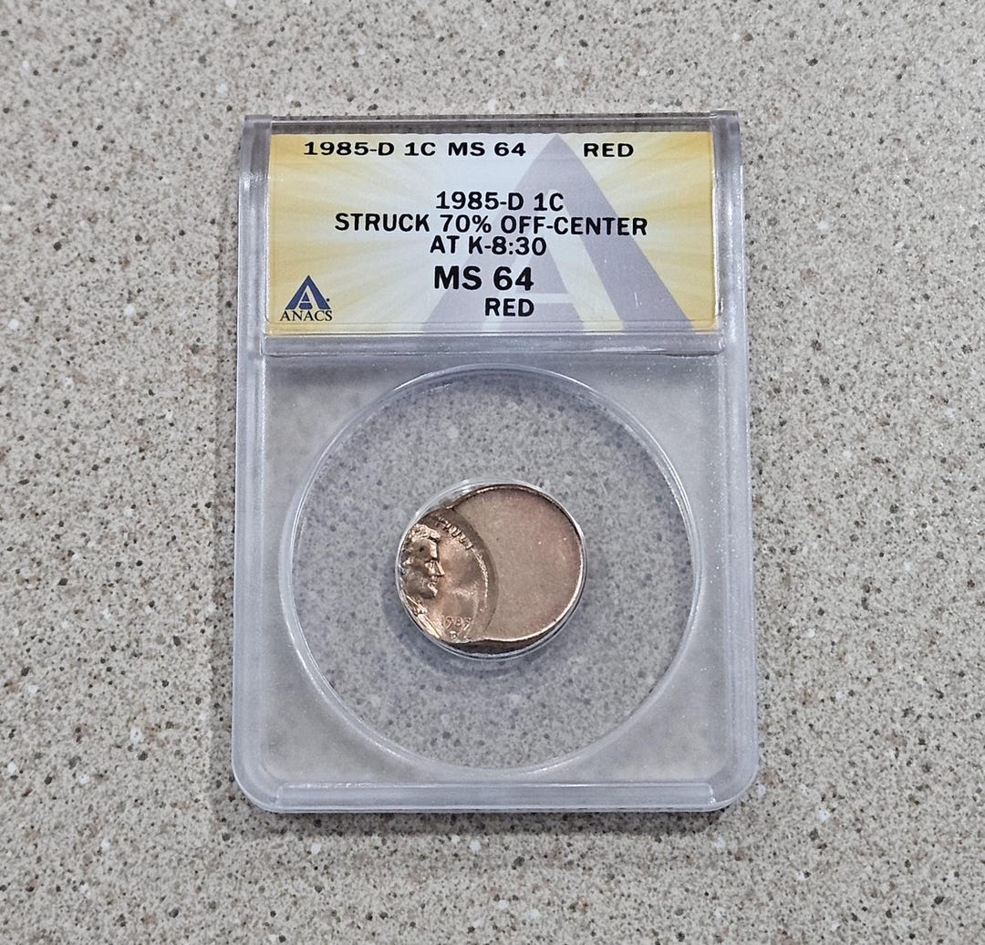 1985 D 1C Lincoln Memorial Cent Penny Bronze Coin Mint Error ANACS ...