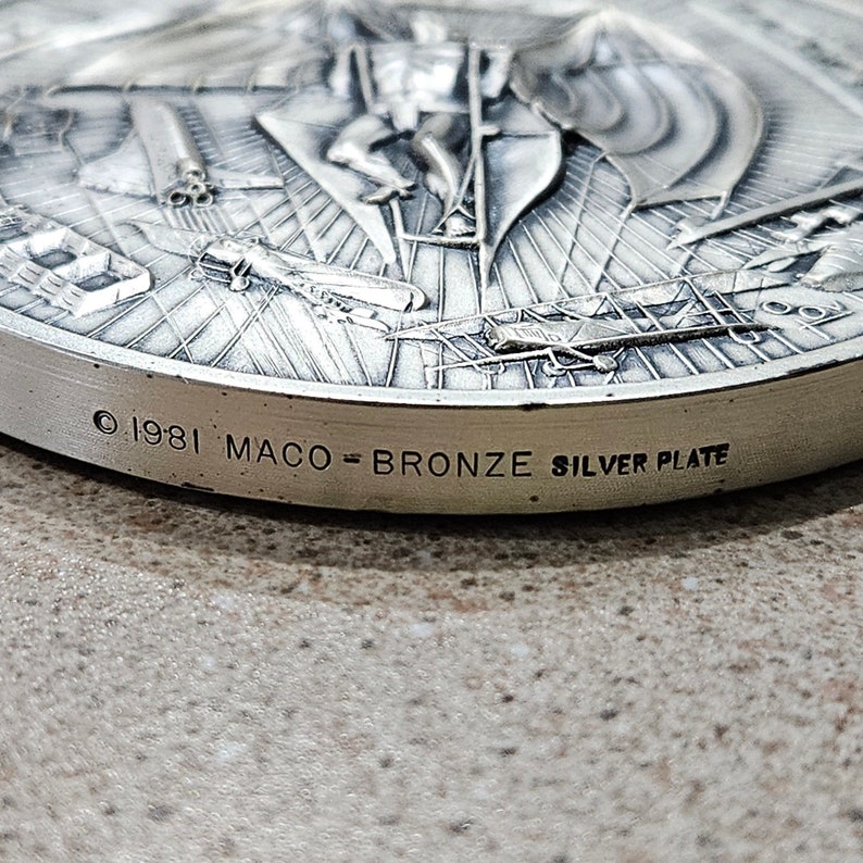 Vintage 1981 History of Flight Calendar High Relief Silver Plated 3 ...
