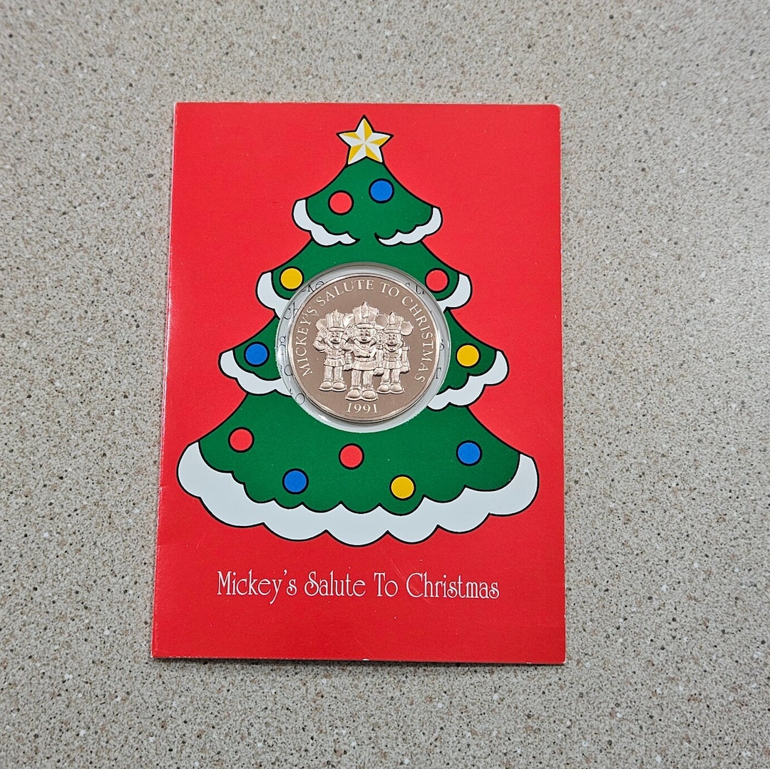 Vintage 1991 Disney Mickey's Salute to Christmas Card & Bronze ...