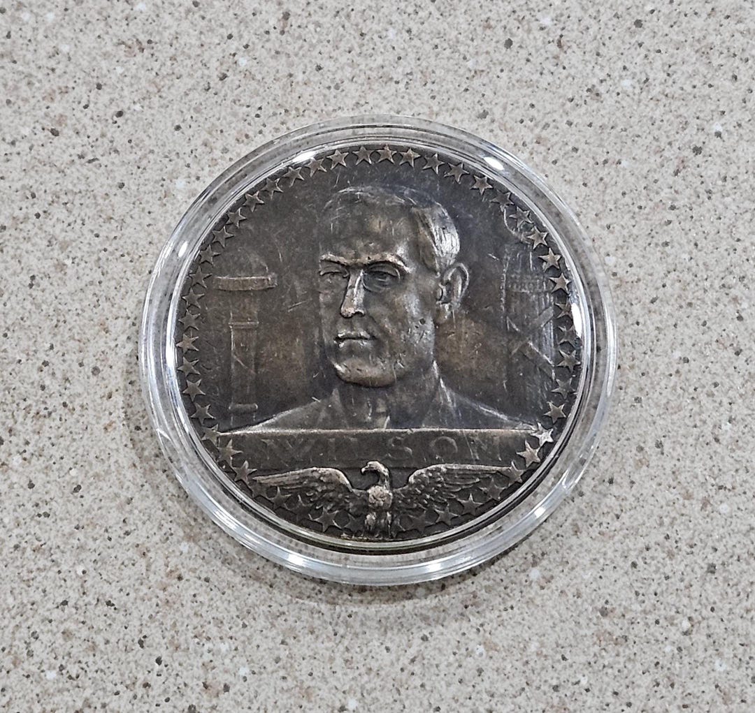 Vintage 1917 Woodrow Wilson America Joins the Allies WWI 2 Inch France ...