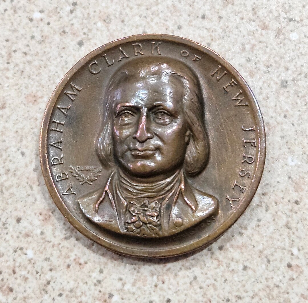 Vintage 1963 Abraham Clark of New Jersey High Relief 1.25 Inch Metal ...