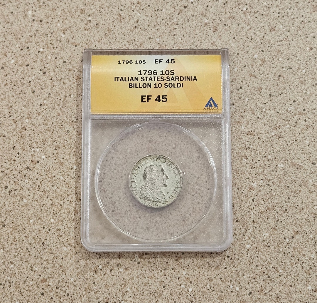 Vintage 1796 10S Italian States Sardinia, Italy 10 Soldi Billon Coin ...