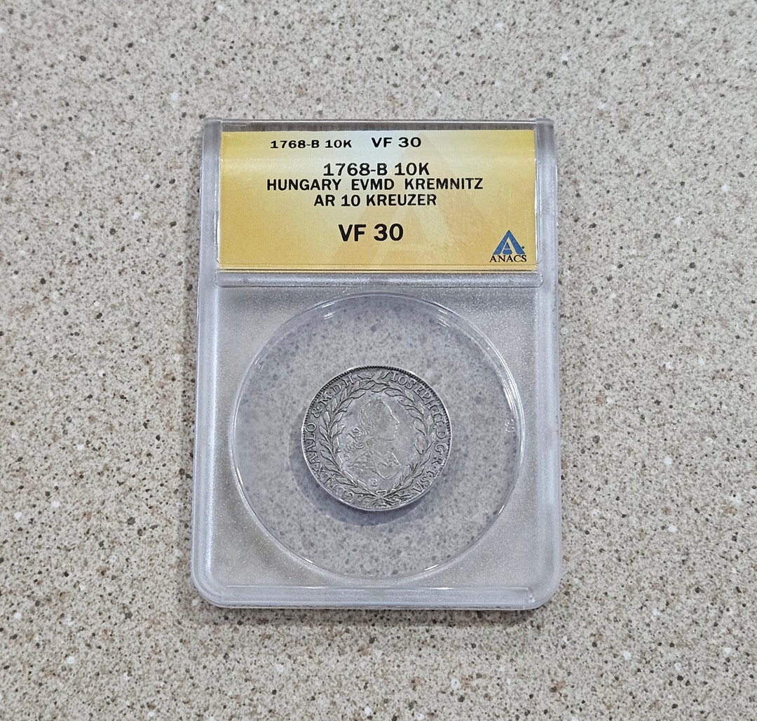 Vintage 1768 B 10K Hungary AR 10 Kreuzer Coin Evm-d 10K Kremnitz ANACS ...