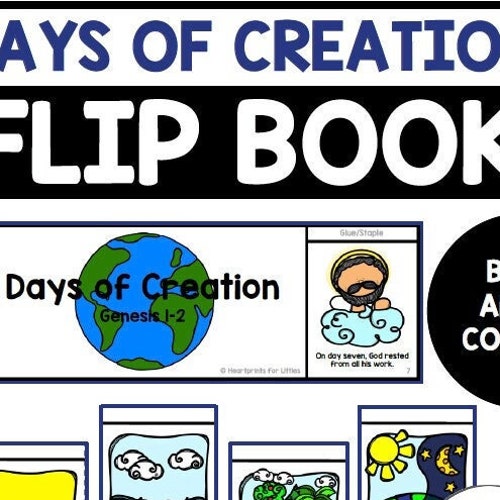7 Days of Creation Flip Book Bible Story Booklet Sunday - Etsy