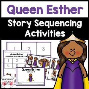Queen Esther Bible Story Sequencing Activities for Kids, Homeschool ...