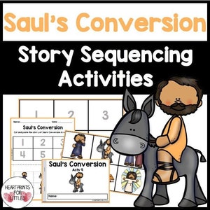 Saul's Conversion Bible Story Sequencing Activities for Kids, Saul ...
