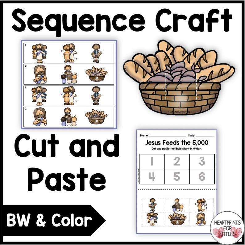 Jesus Feeds 5,000 Bible Story Sequencing Activities (digital Download ...