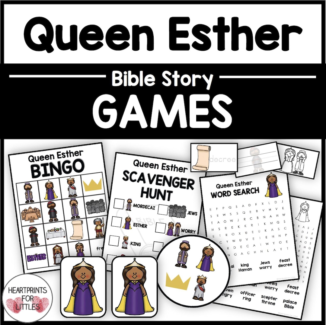 Queen Esther Bible Story Games, Bible Games, Sunday School Games, Bingo ...