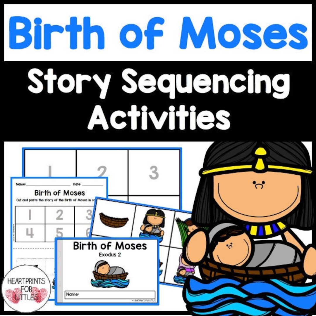 Birth of Moses Bible Story Sequencing Activities for Kids, Homeschool ...