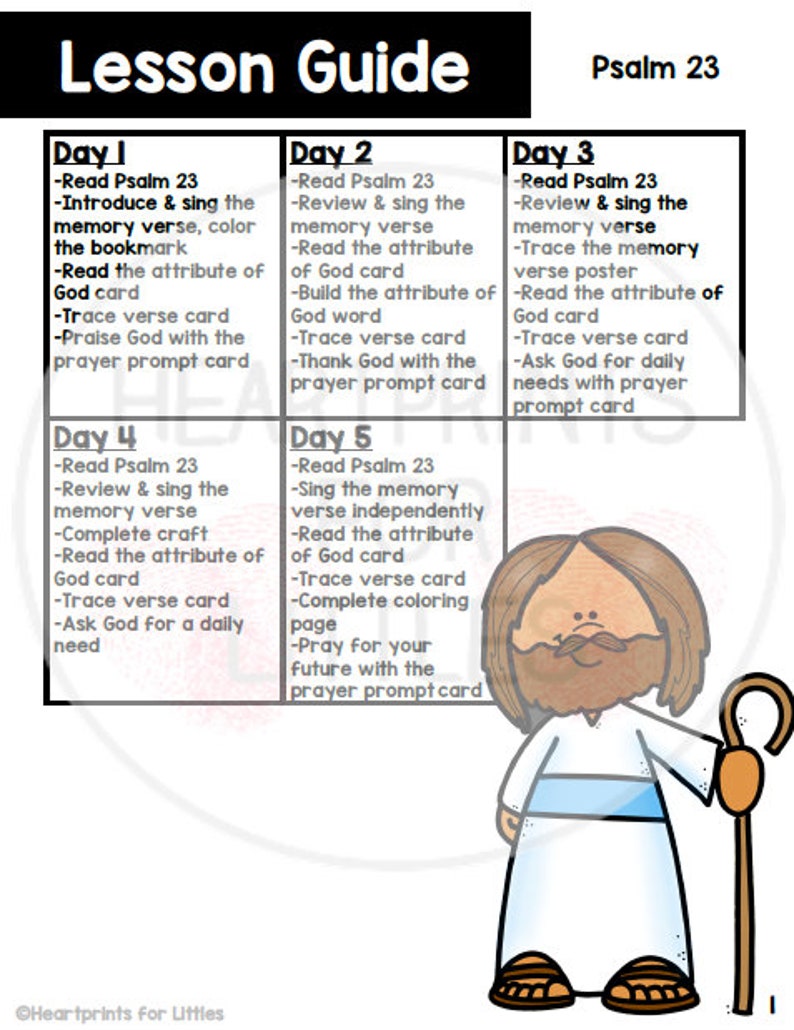 Psalm 23 5-day Bible Lesson the Good Shepherd Bible Craft - Etsy