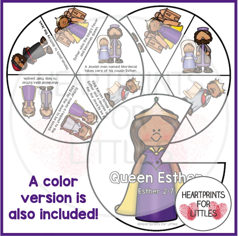 Queen Esther Bible Story Wheel, Sunday School Craft (digital Download ...