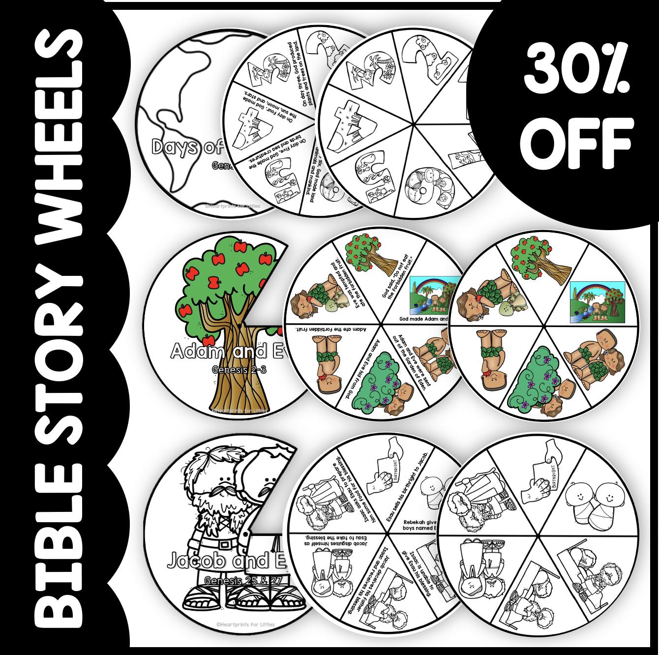 Old Testament Bible Story Wheels Bundle, Kids Sunday School Crafts ...