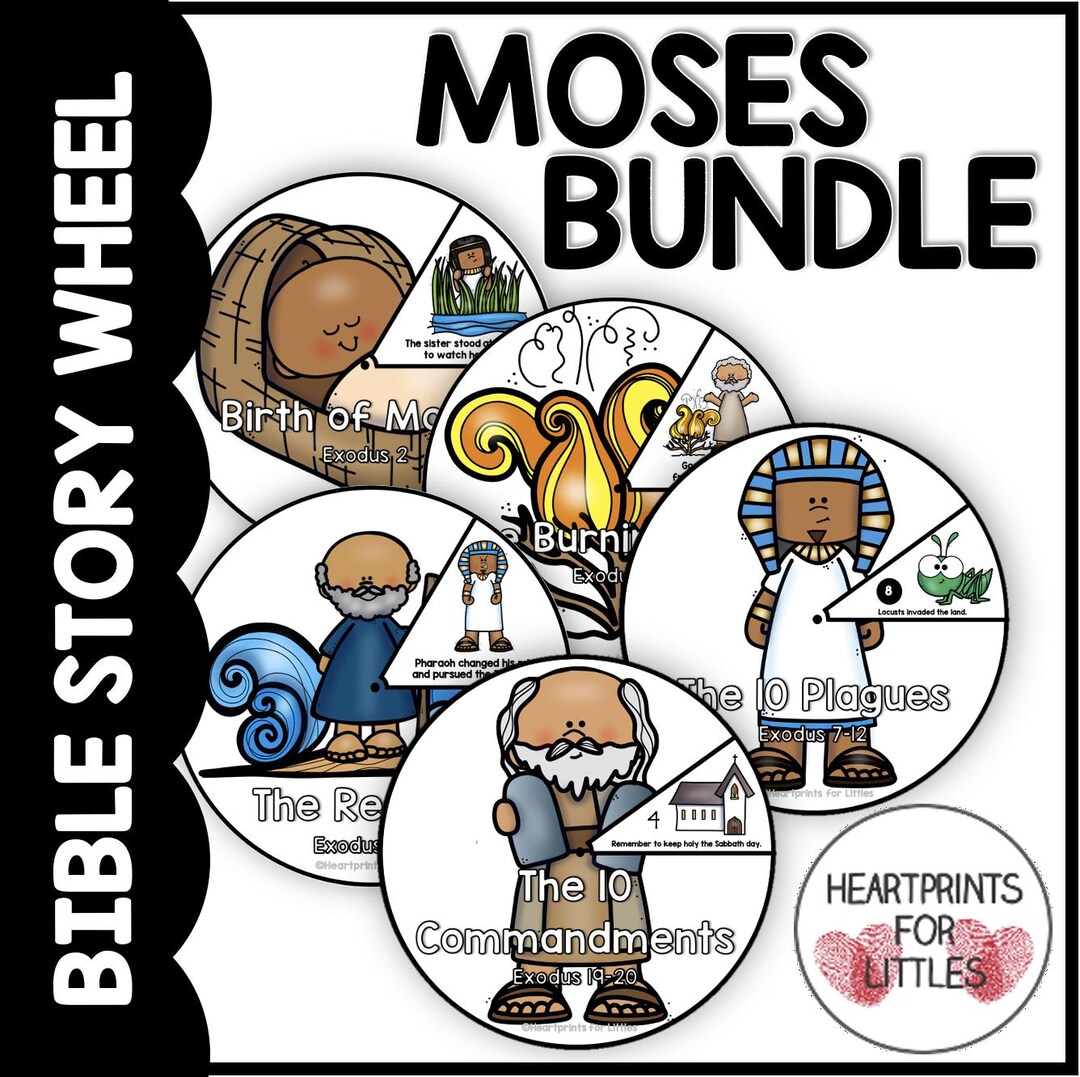 Moses Bible Story Wheel Bundle: 5 Wheels, Sunday School Crafts (digital ...