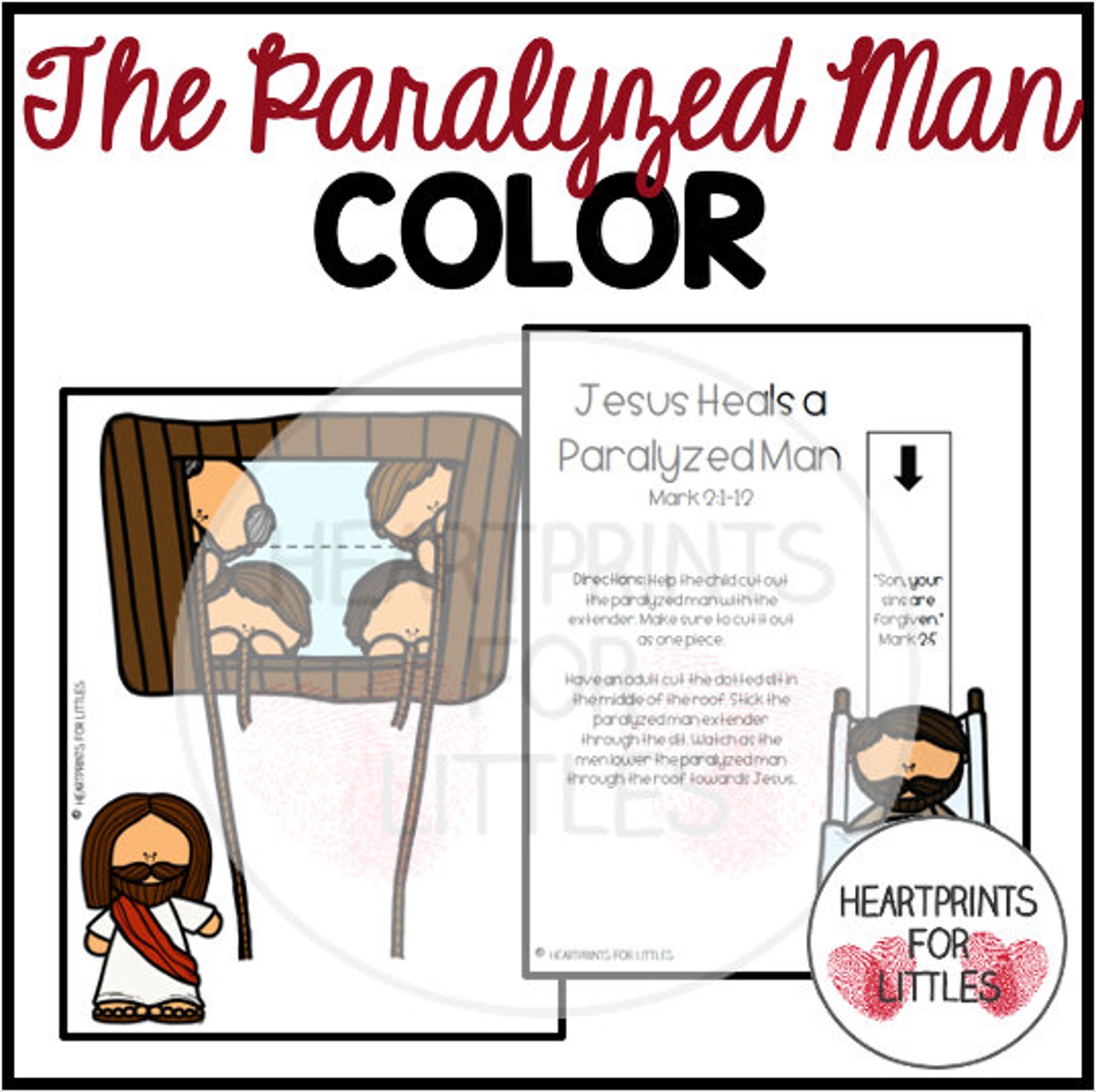 Jesus Heals a Paralyzed Man Bible Craft for Kids Miracles of - Etsy