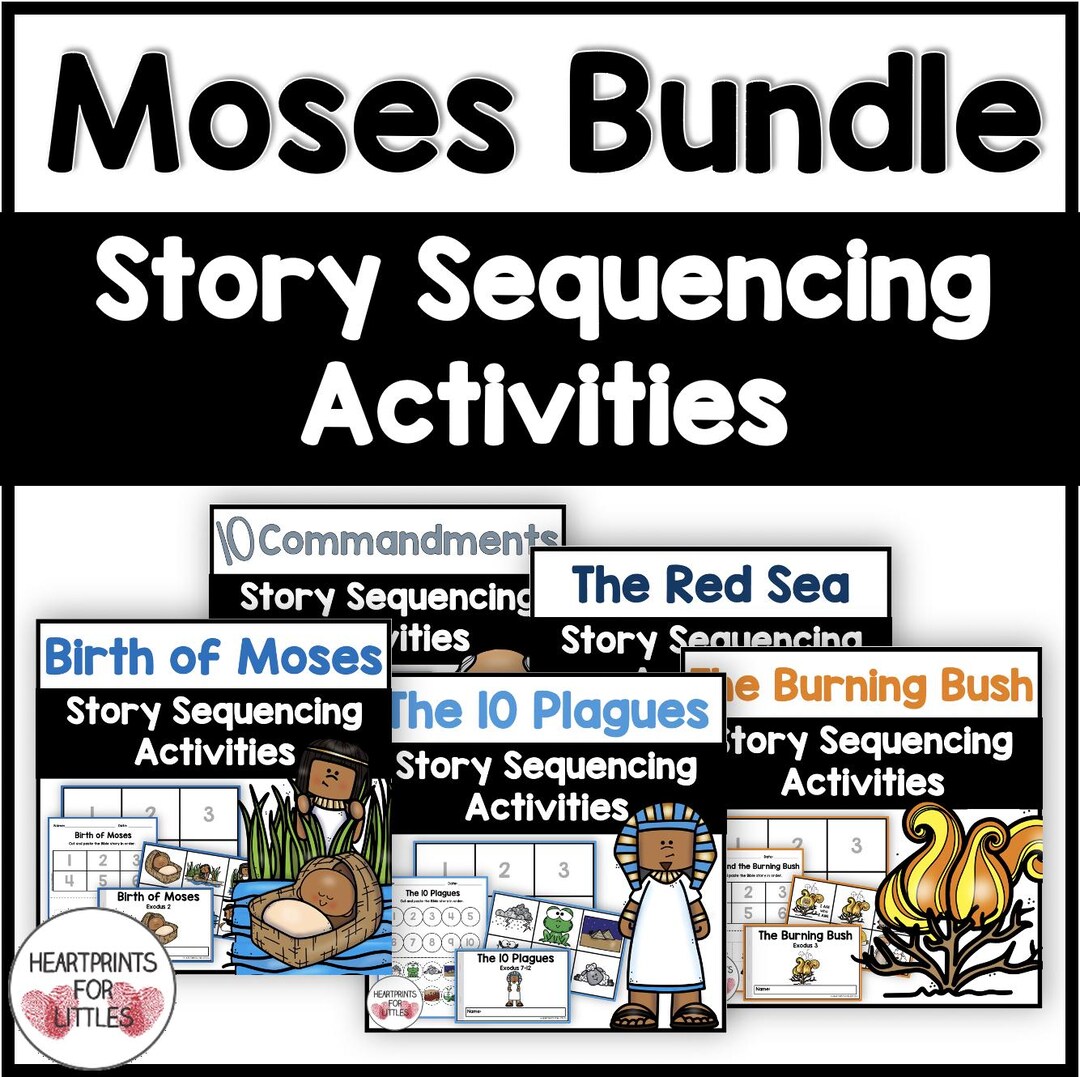 Moses Bible Story Sequencing Activities for Kids, Moses Mini Books ...