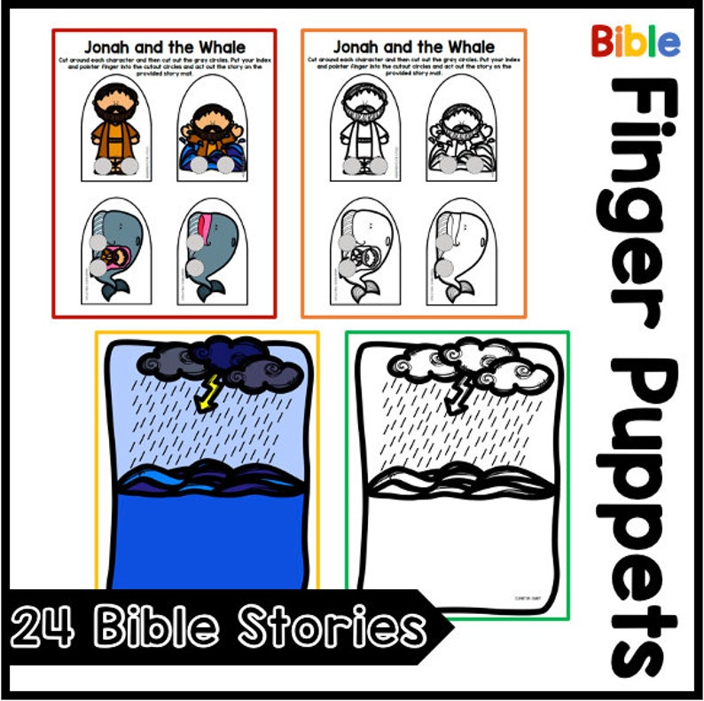 Bible Story Finger Puppets, Bible Crafts, Homeschool Printable, Sunday ...
