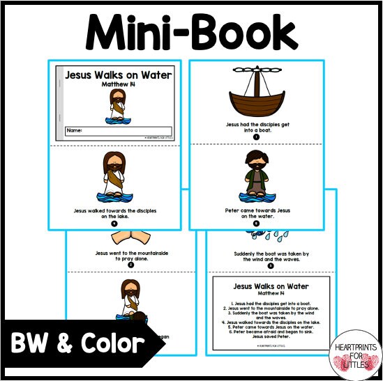 Jesus Walks on Water Bible Story Sequencing Activities for - Etsy