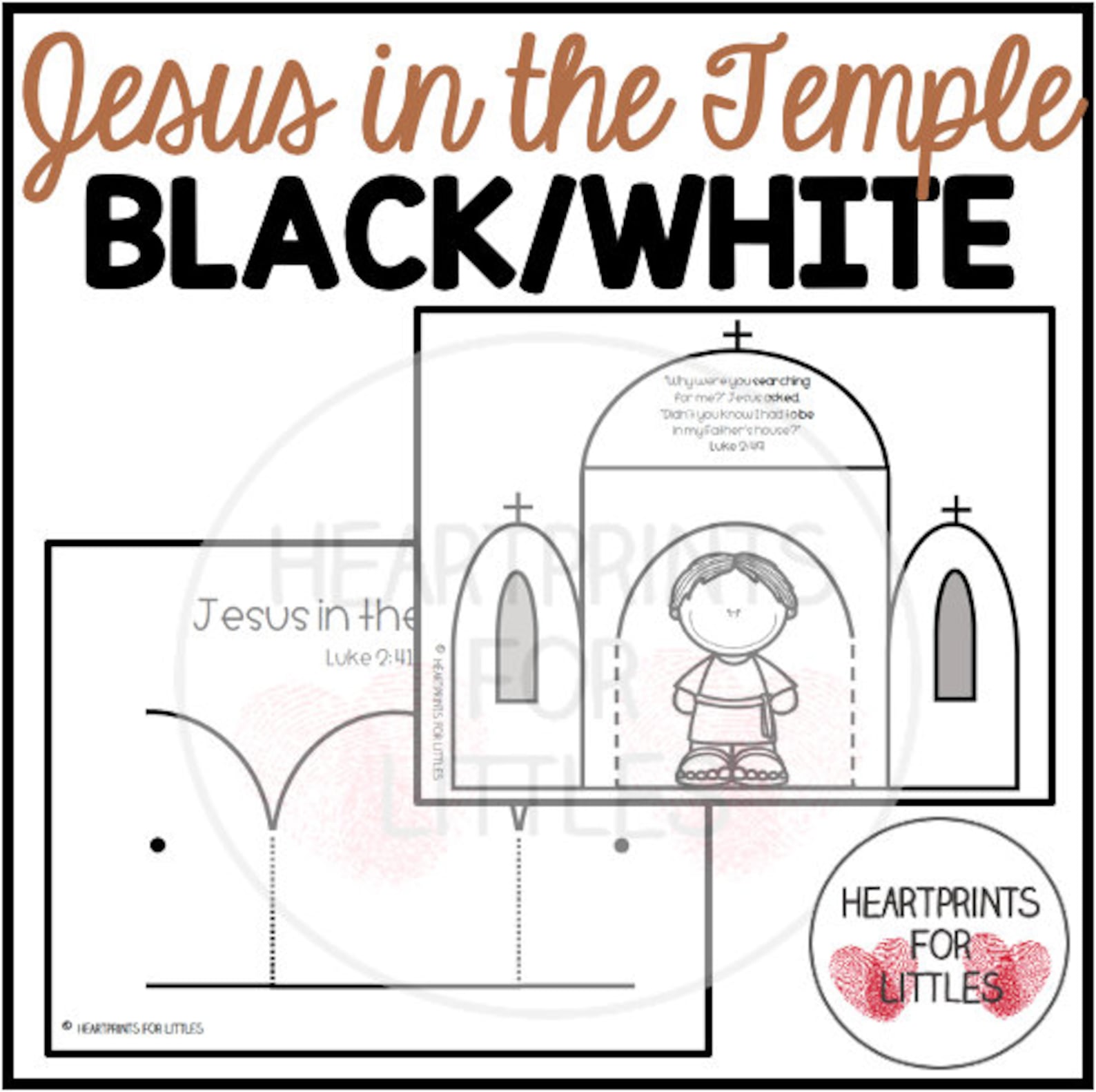 Jesus in the Temple Bible Craft for Kids Young Jesus in the | Etsy