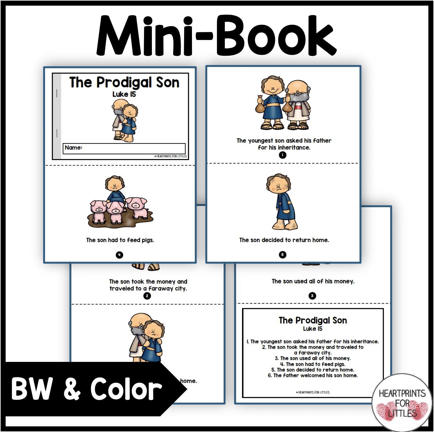 The Prodigal Son Bible Story Sequencing Activities (digital Download ...