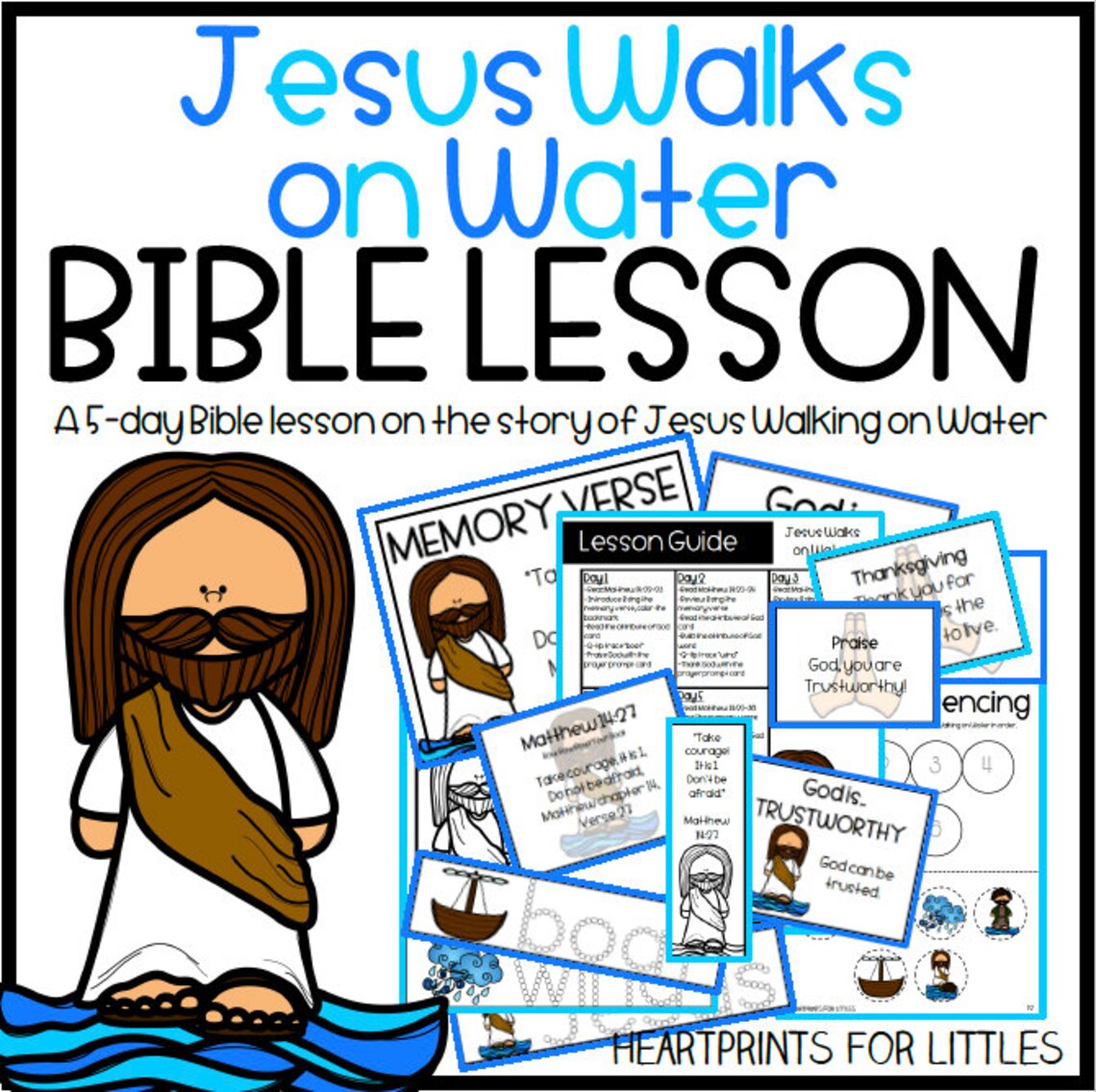 Jesus Walks on Water Bible Story Bundle 5-day Bible Lesson - Etsy