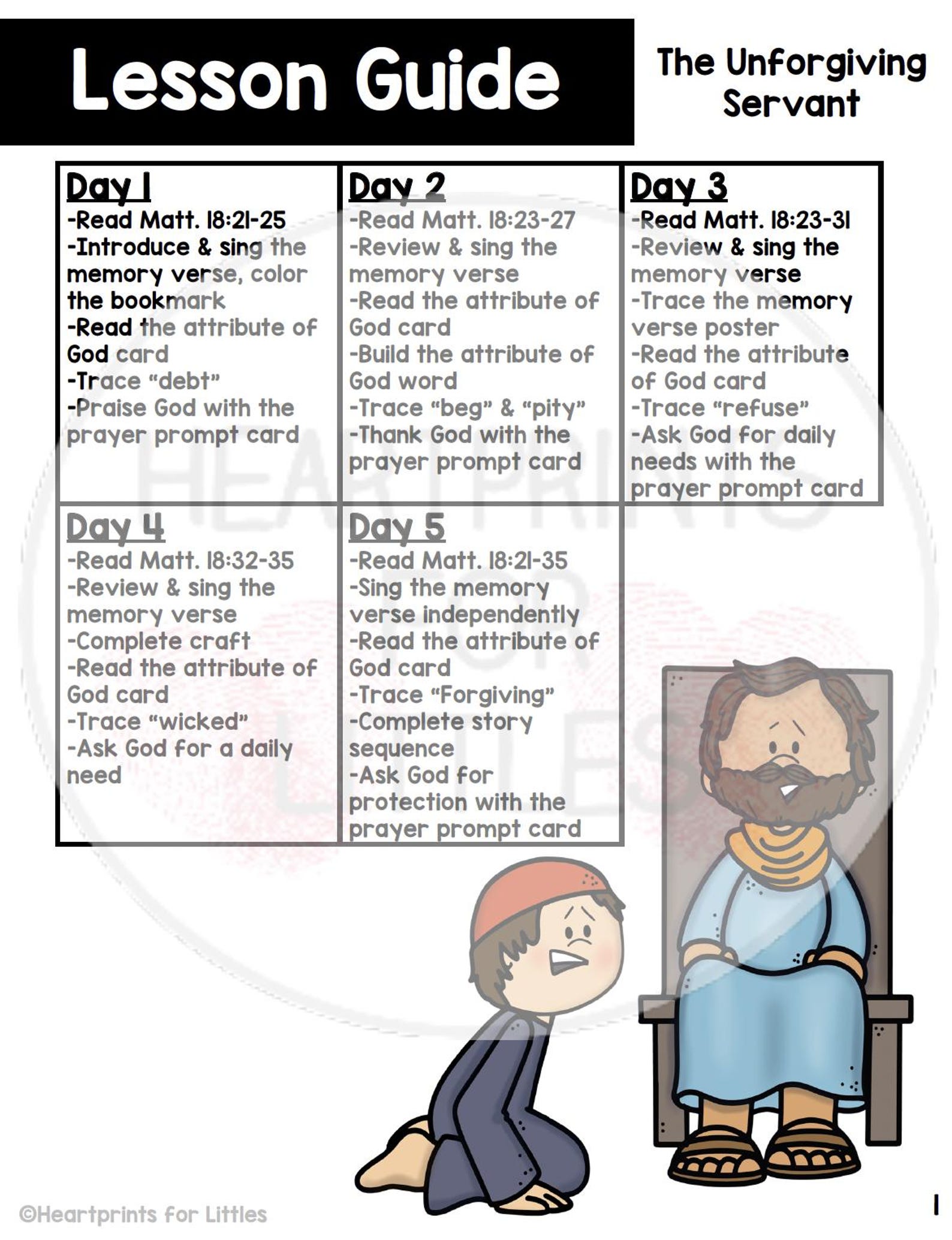The Parable of the Unforgiving Servant Bible Lesson, Homeschool ...