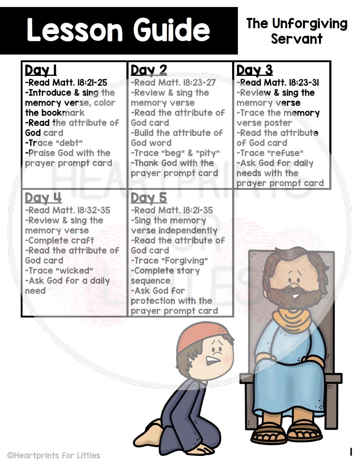 The Parable of the Unforgiving Servant Bible Lesson, Homeschool ...