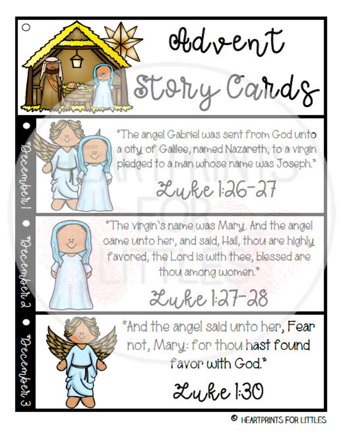 Advent Story Cards for Kids, Nativity Bible Story (digital Download) - Etsy