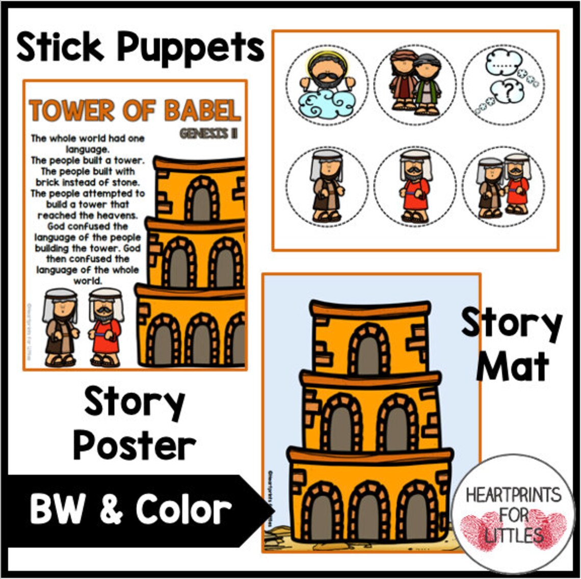 Tower of Babel Bible Story Retelling Activities for Kids - Etsy