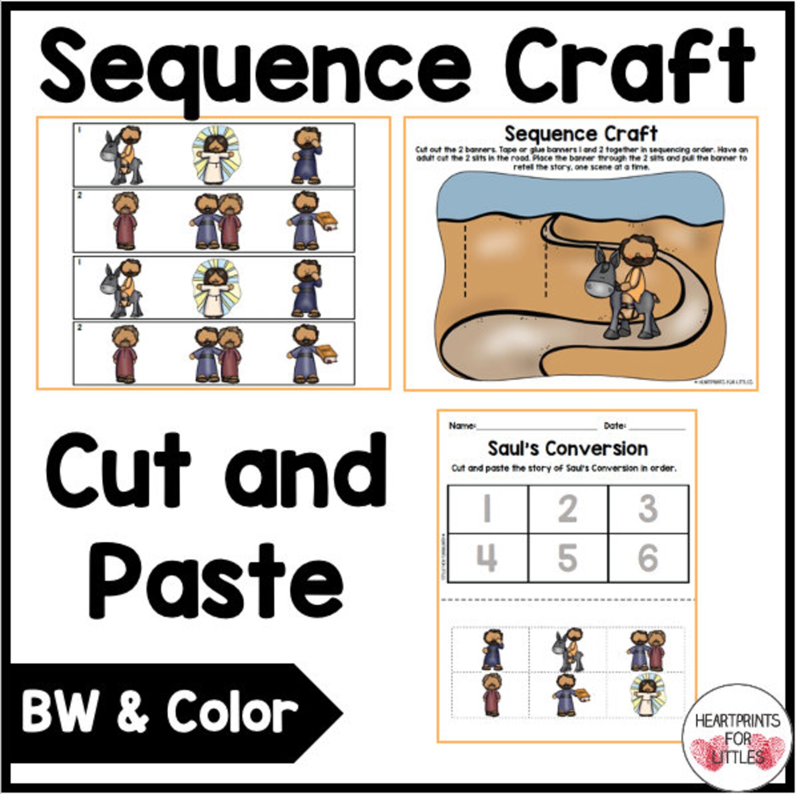 Saul's Conversion Bible Story Sequencing Activities for - Etsy