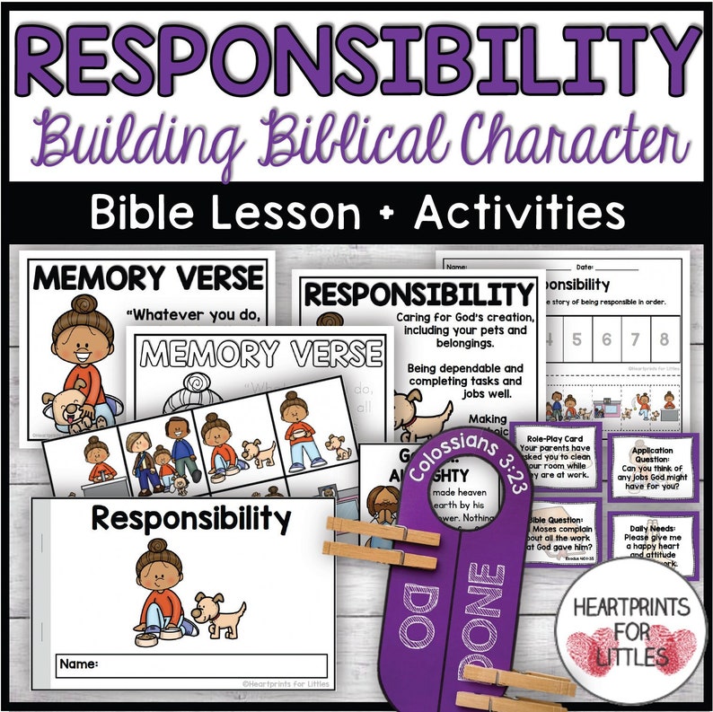 Responsibility Bible Lesson & Activities, Building Biblical Character ...