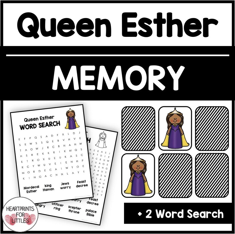 Queen Esther Bible Story Games, Bingo, Memory Match, Scavenger Hunt ...