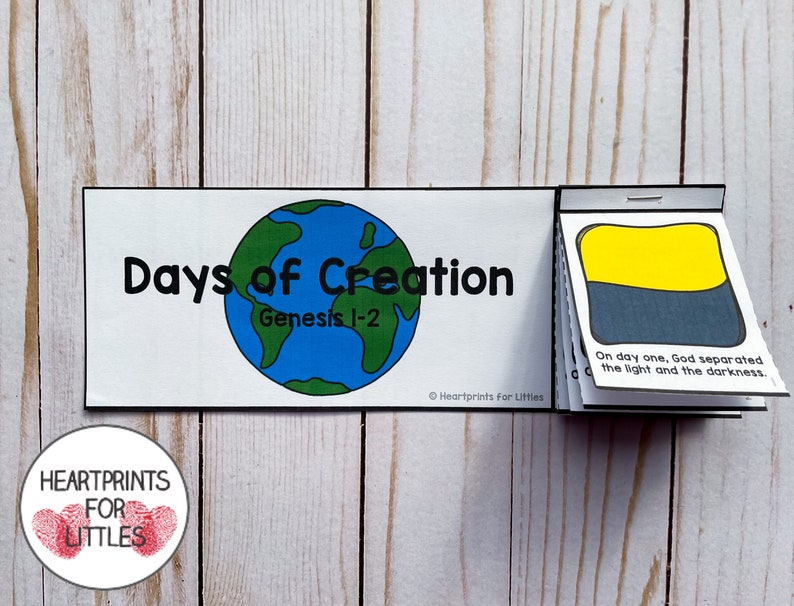 7 Days of Creation Flip Book Bible Story Booklet Sunday - Etsy