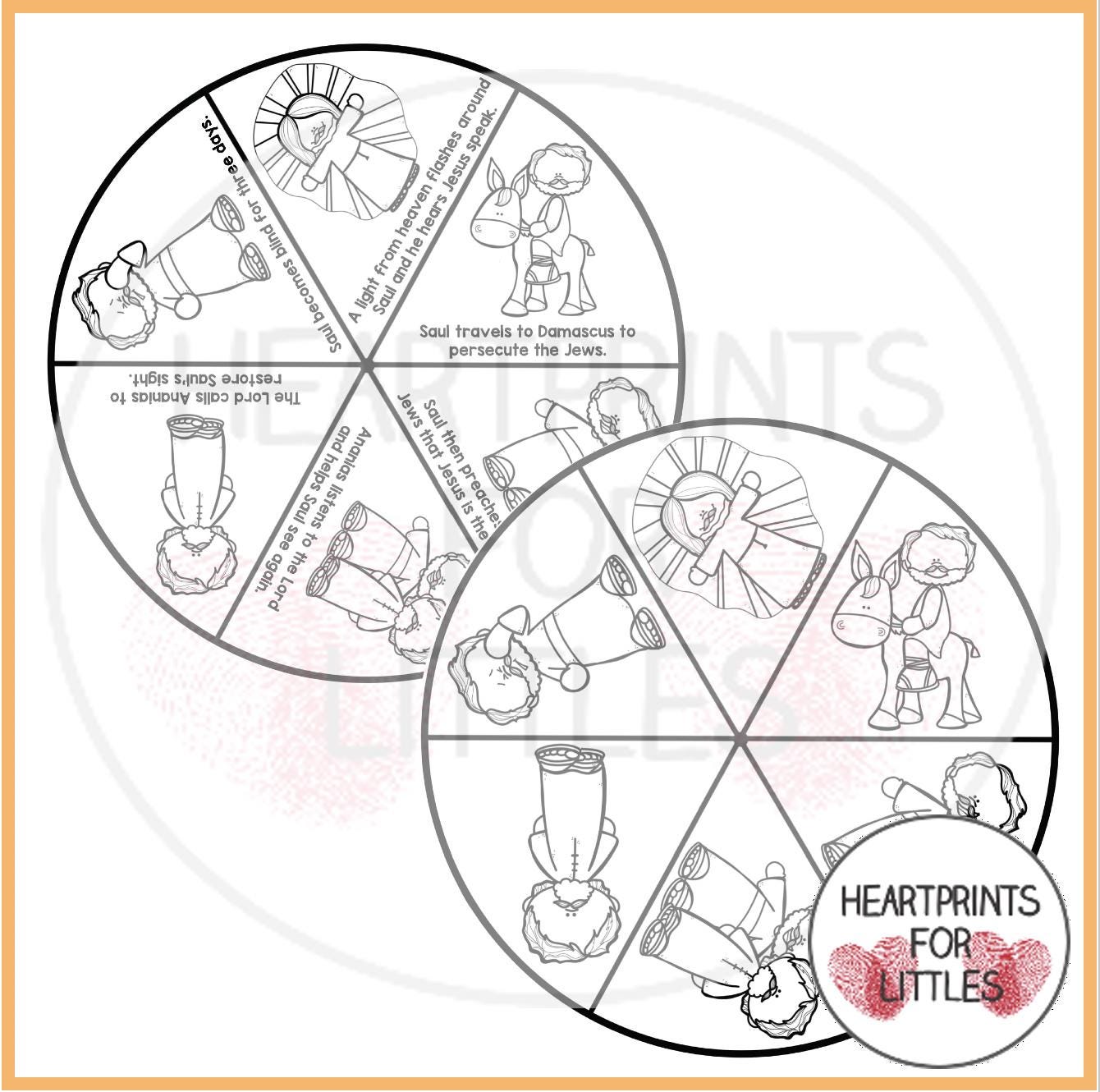 Saul's Conversion Bible Story Wheel Craft, Acts 9 Activity (digital ...