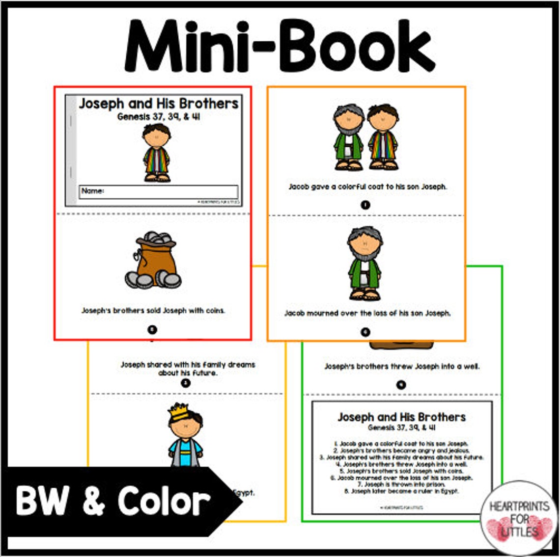 Joseph and His Brothers Bible Story Sequencing Activities for - Etsy