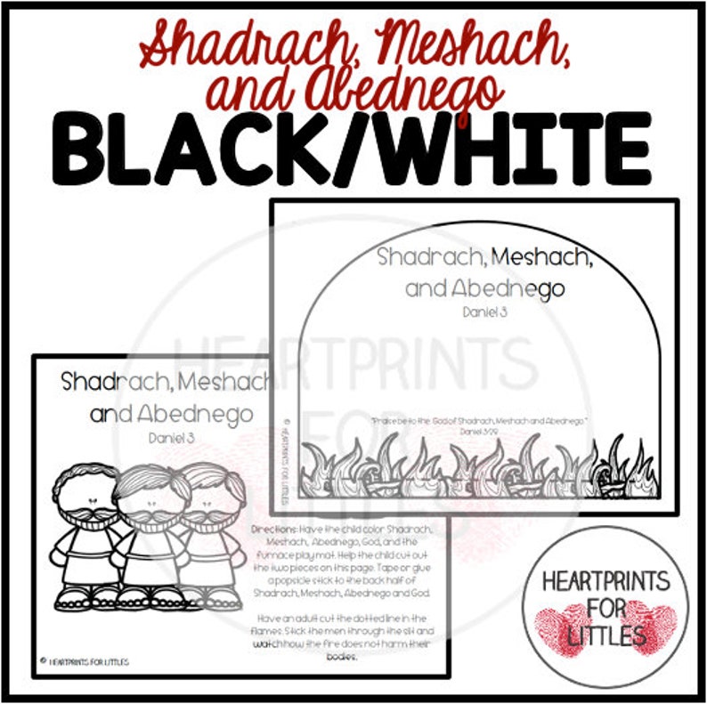 Shadrach Meshach and Abednego Bible Craft for Kids Sunday - Etsy