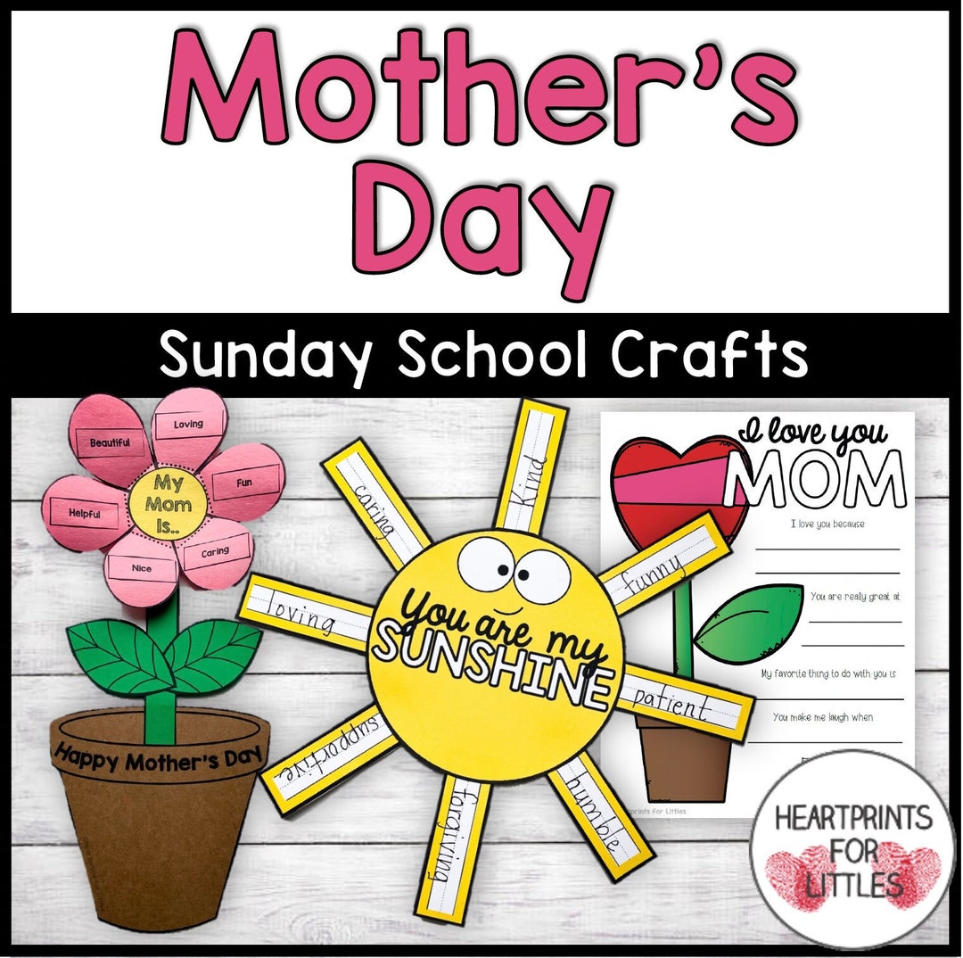 Mother's Day Sunday School Crafts, Fingerprint Bookmarks, Coloring ...