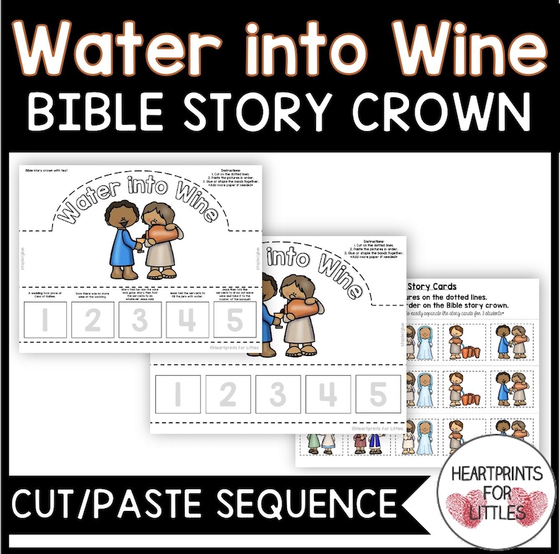 Jesus Turns Water Into Wine Bible Story Crown, Bible Headband, First ...