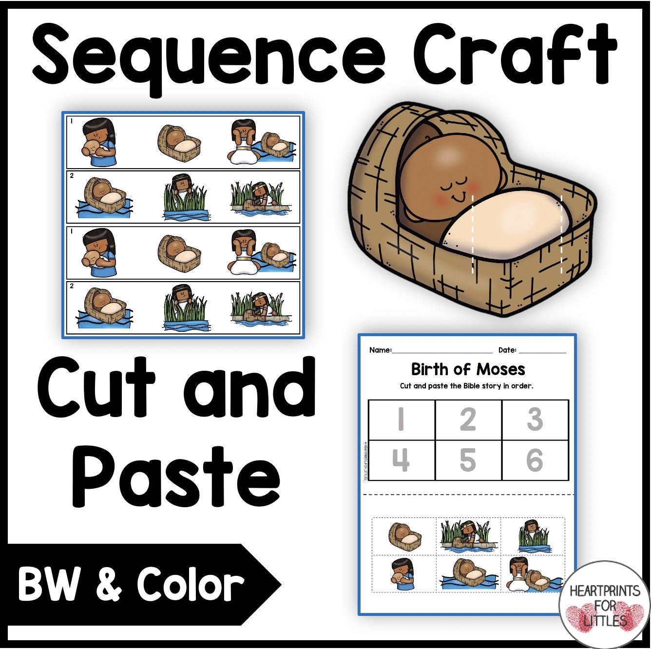 Birth of Moses Bible Story Sequencing Activities (digital Download ...