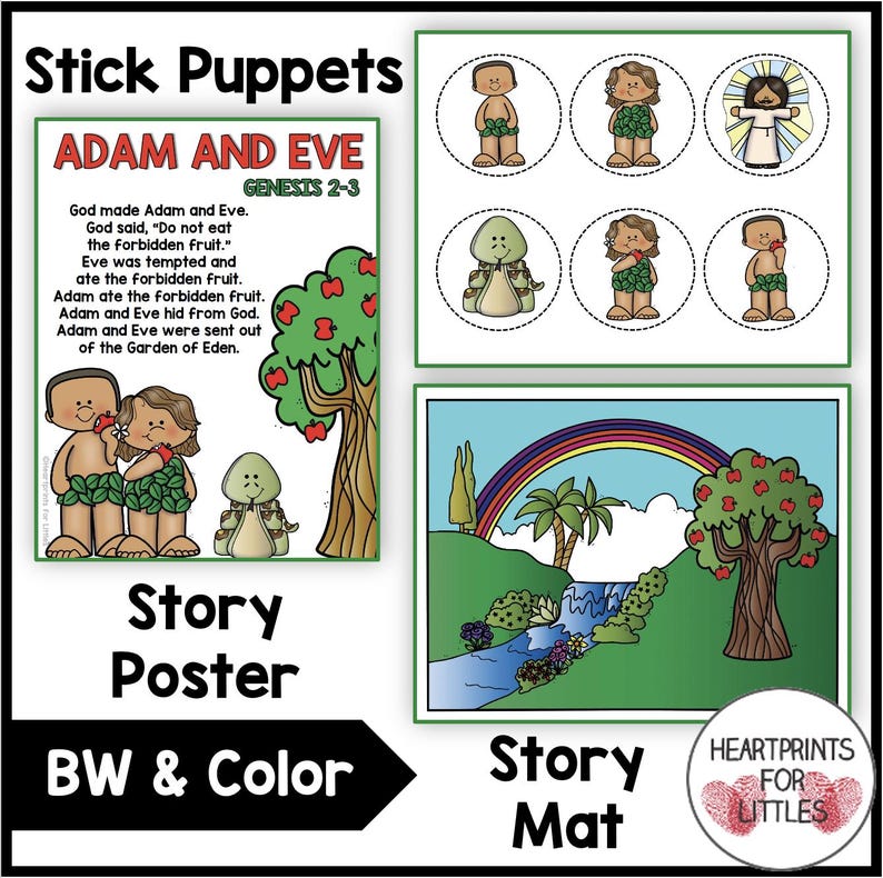 Adam and Eve Bible Story Retelling Activities, the Garden of Eden ...