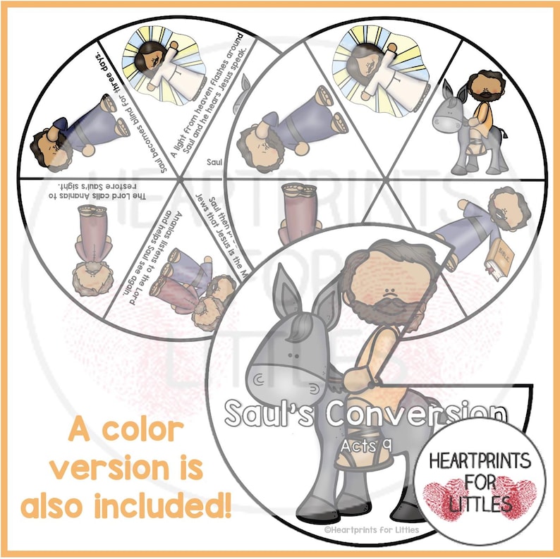Saul's Conversion Bible Story Wheel Craft, Acts 9 Activity (digital ...