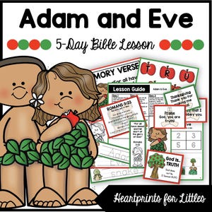 Adam and Eve Bible Story Bundle, 5-day Bible Lesson, Sequencing ...