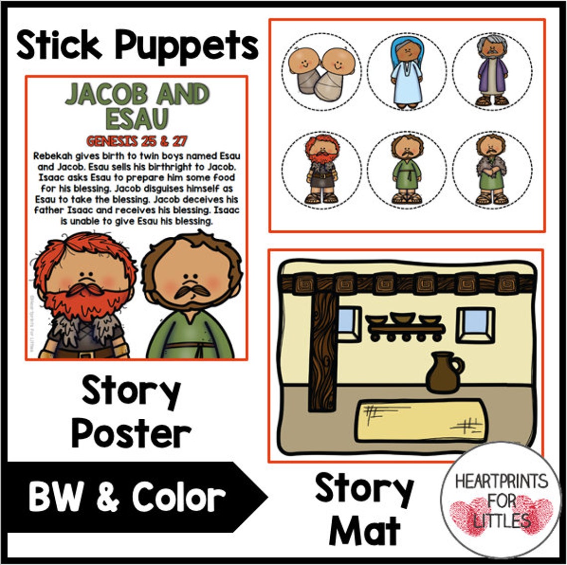 Jacob and Esau Bible Story Retelling Activities for Kids - Etsy