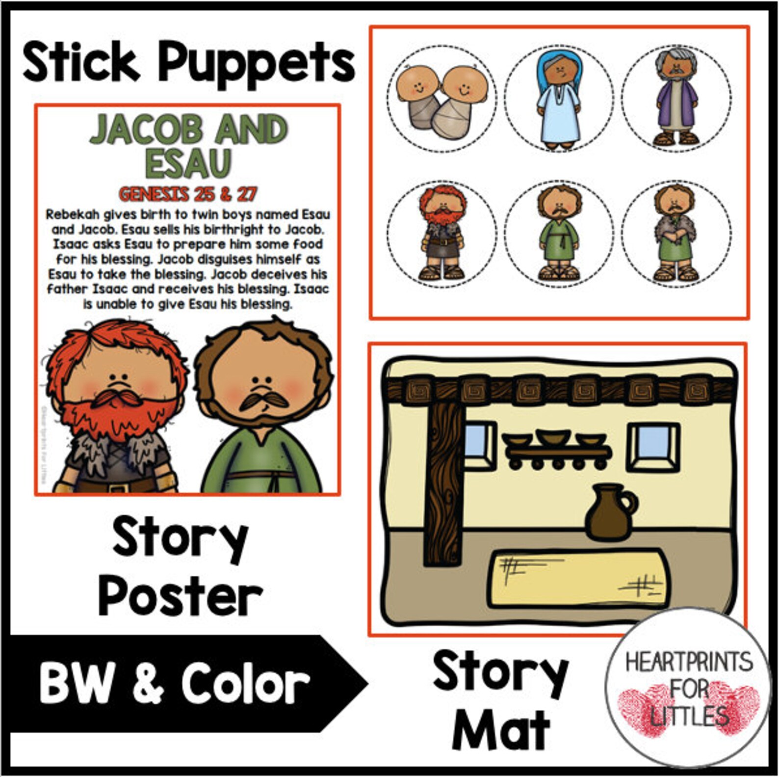 Jacob and Esau Bible Story Retelling Activities for Kids - Etsy