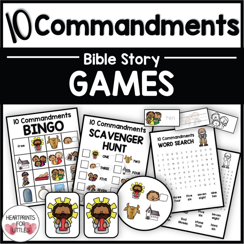 10 Commandments Bible Games, Bingo, Scavenger Hunt, & More (digital ...