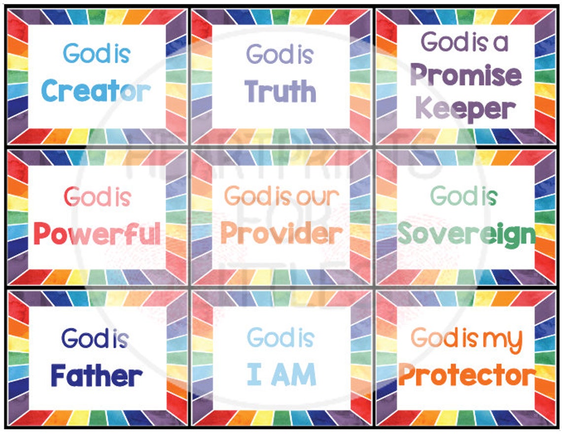 Attributes of God Matching Cards, Sunday School, Christian, Homeschool ...