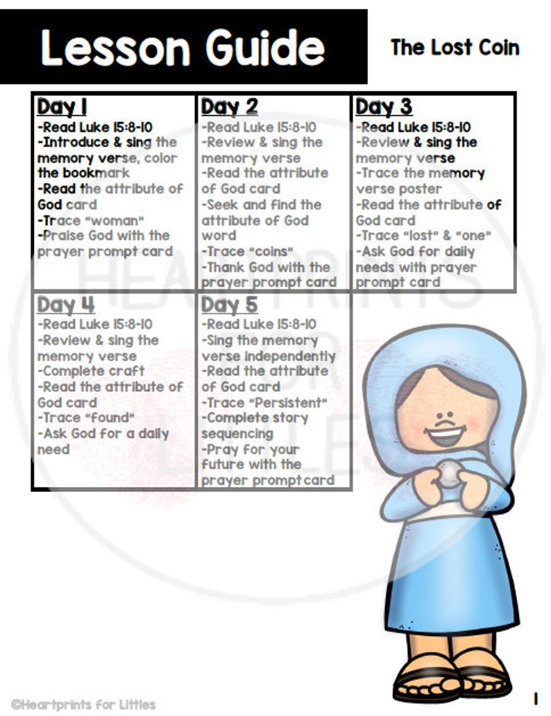 The Parable of the Lost Coin 5-day Bible Lesson Bible Craft - Etsy