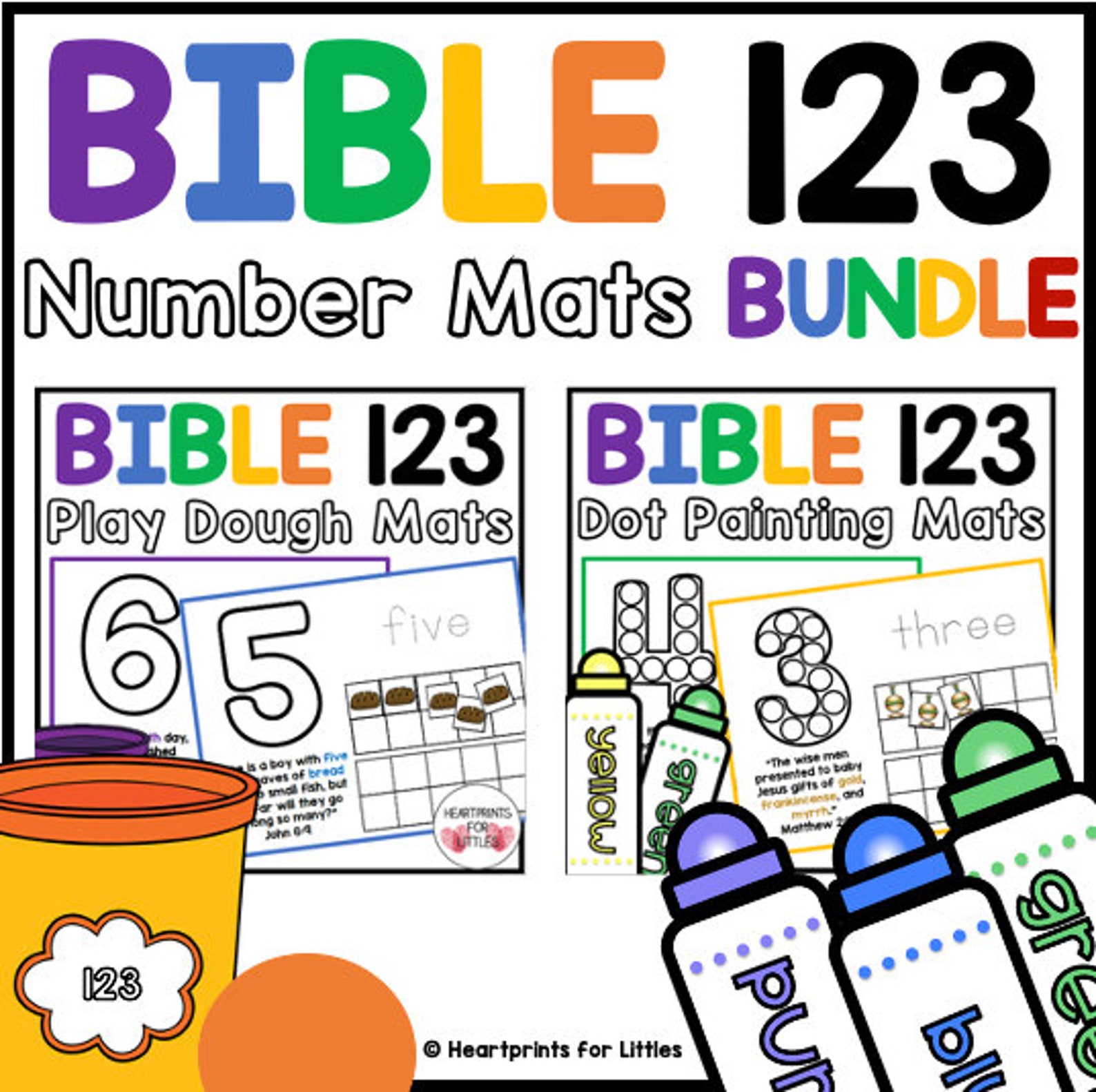 Bible Number Mats Playdough Mats Dot Marker Mats Preschool | Etsy